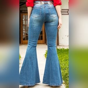 Lucky & Blessed | Jeans | Lb Boho Serape Distressed Flare Bell Bottom ...